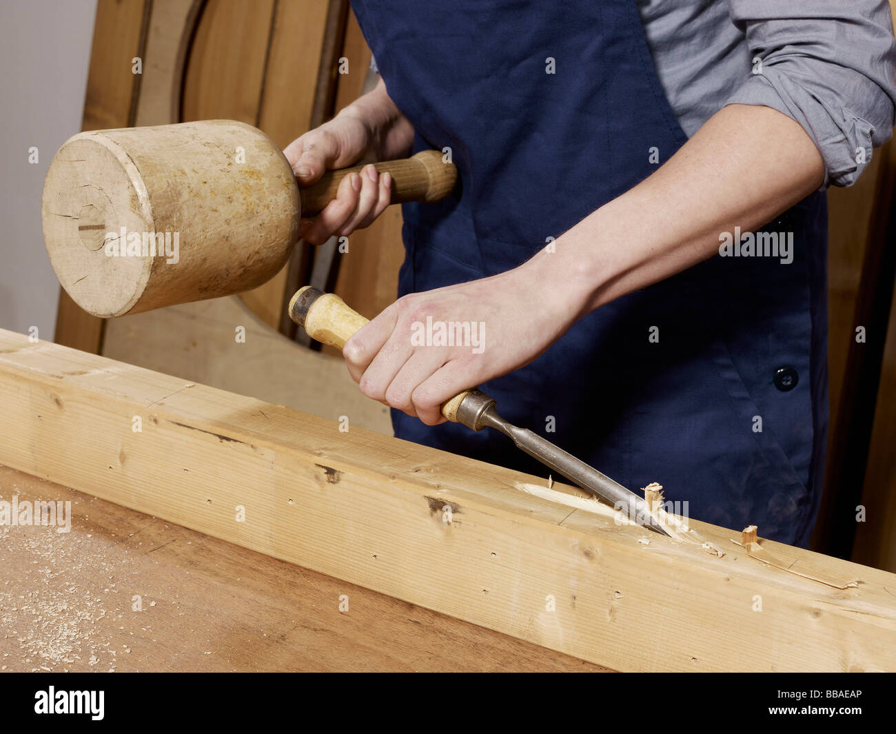 Woman chiseling wood hi-res stock photography and images - Alamy