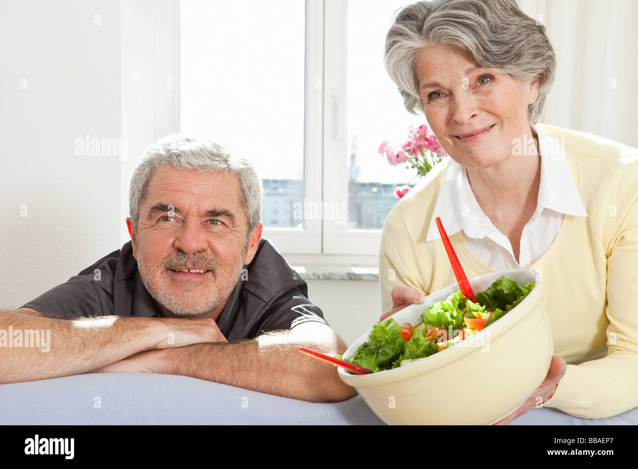 Man eating salad holding hi-res stock photography and images - Alamy