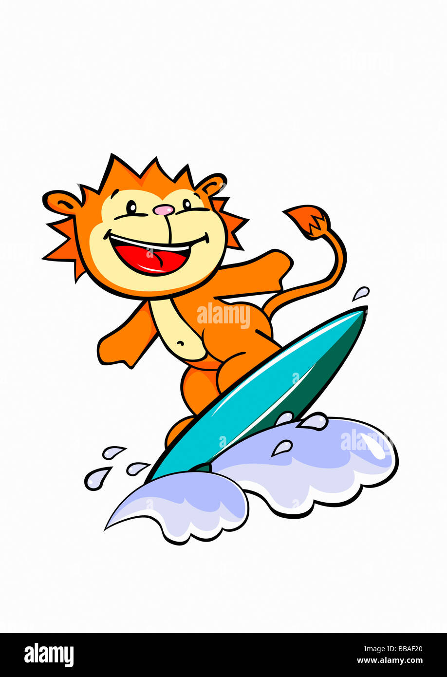 A lion surfing Stock Photo - Alamy