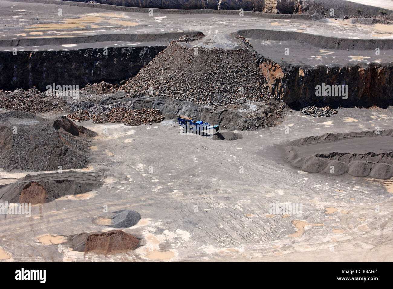 Open cast Quarry in the hils around Cheddar Valley near Bristol England ...