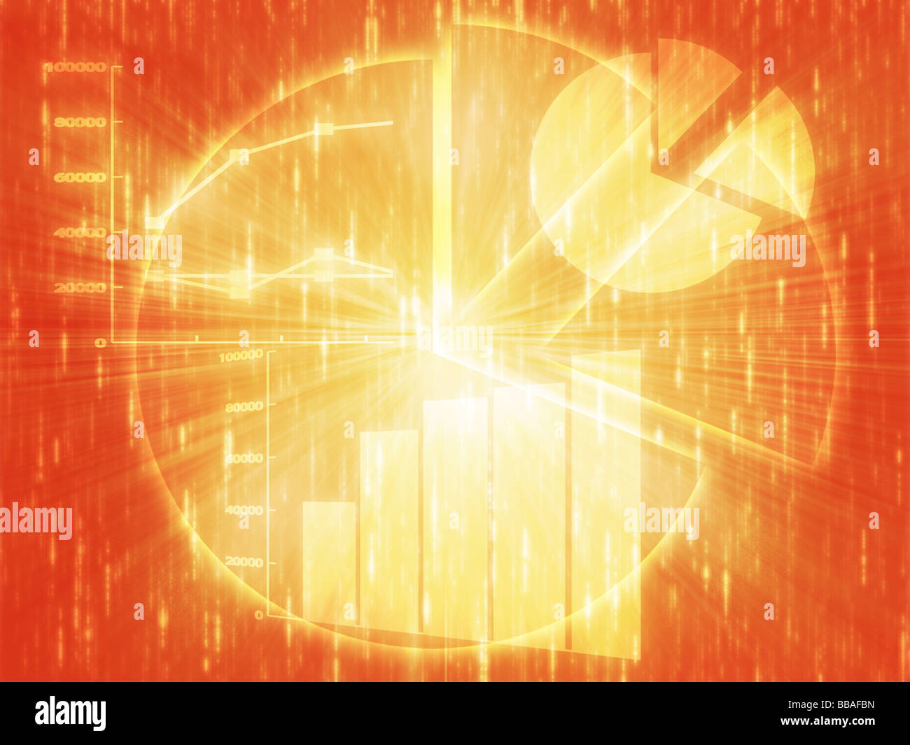 Illustration of Spreadsheet data and business charts in glowing ...