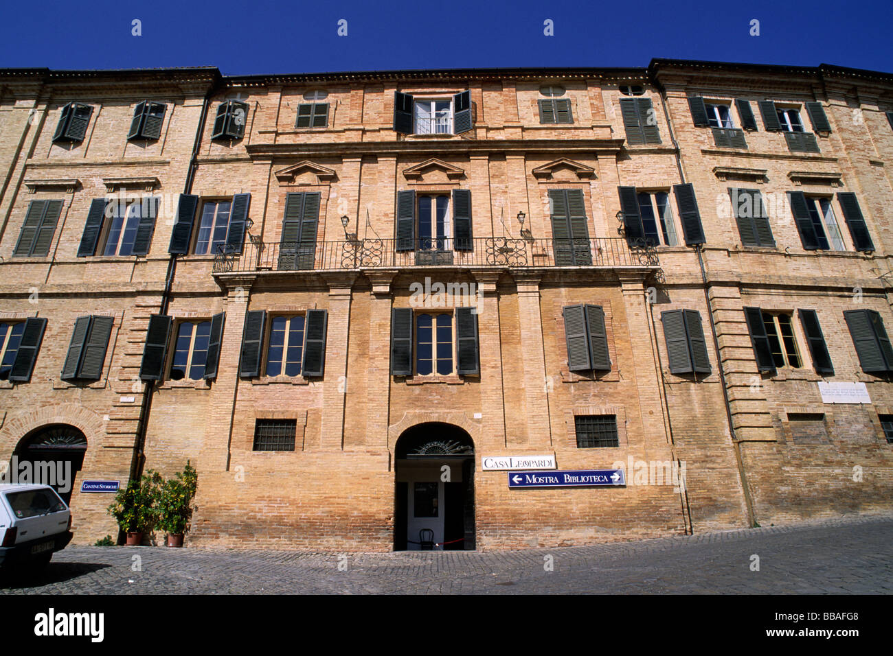 Italy, Le Marche, Recanati, Palazzo Leopardi, home of the Italian poet ...