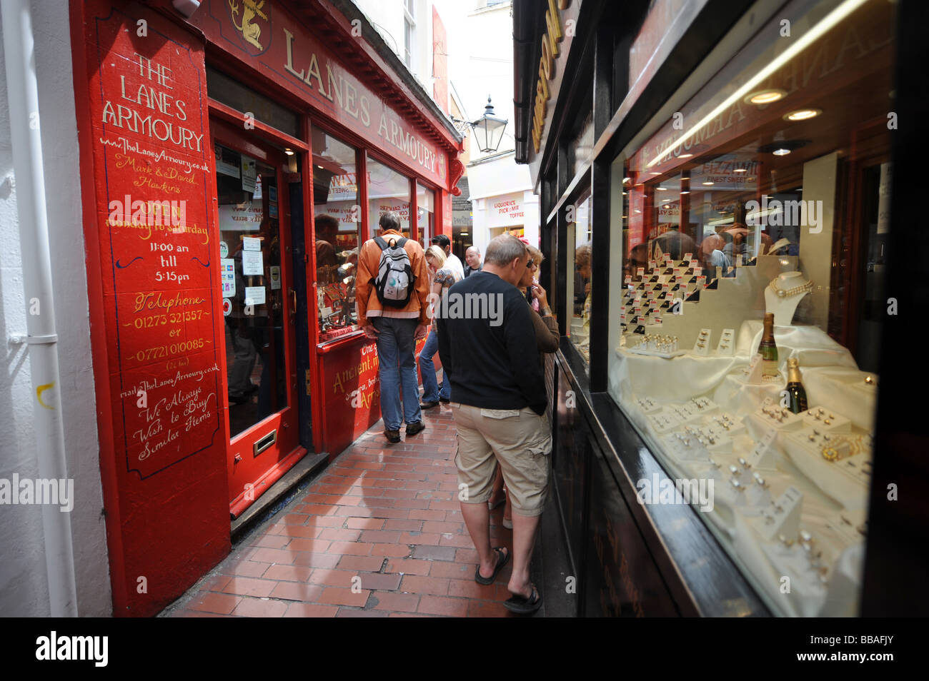 The famous Lanes shopping area in Brighton city centre well known for ...