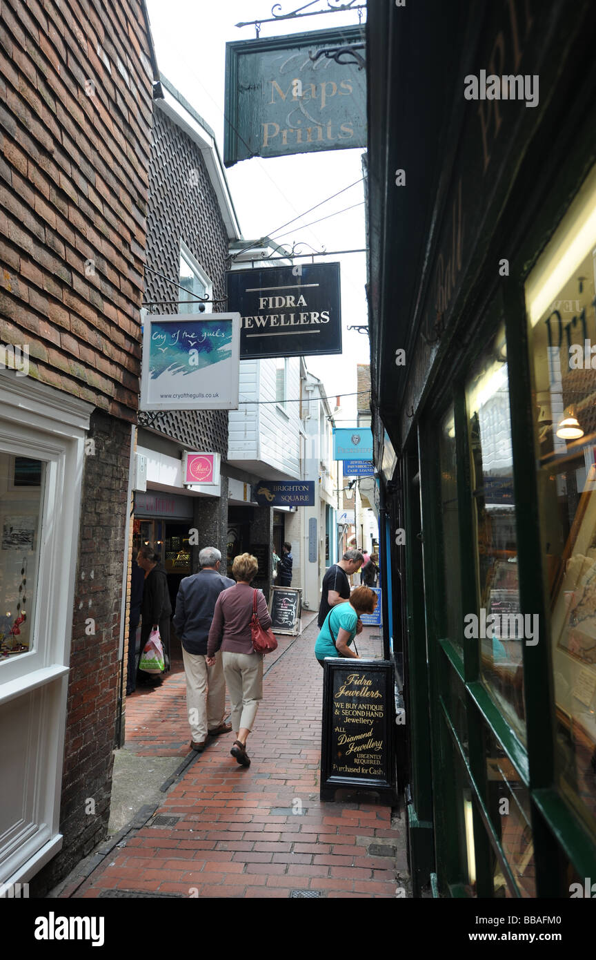 The famous Lanes shopping area in Brighton city centre well known for ...