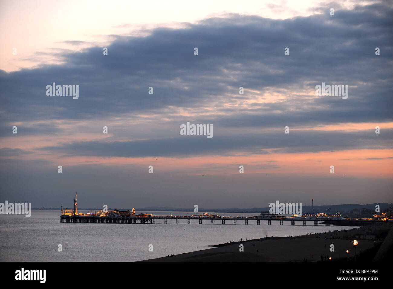 The Brighton Pier formerly The Palace Pier on Brighton seafront lit up ...