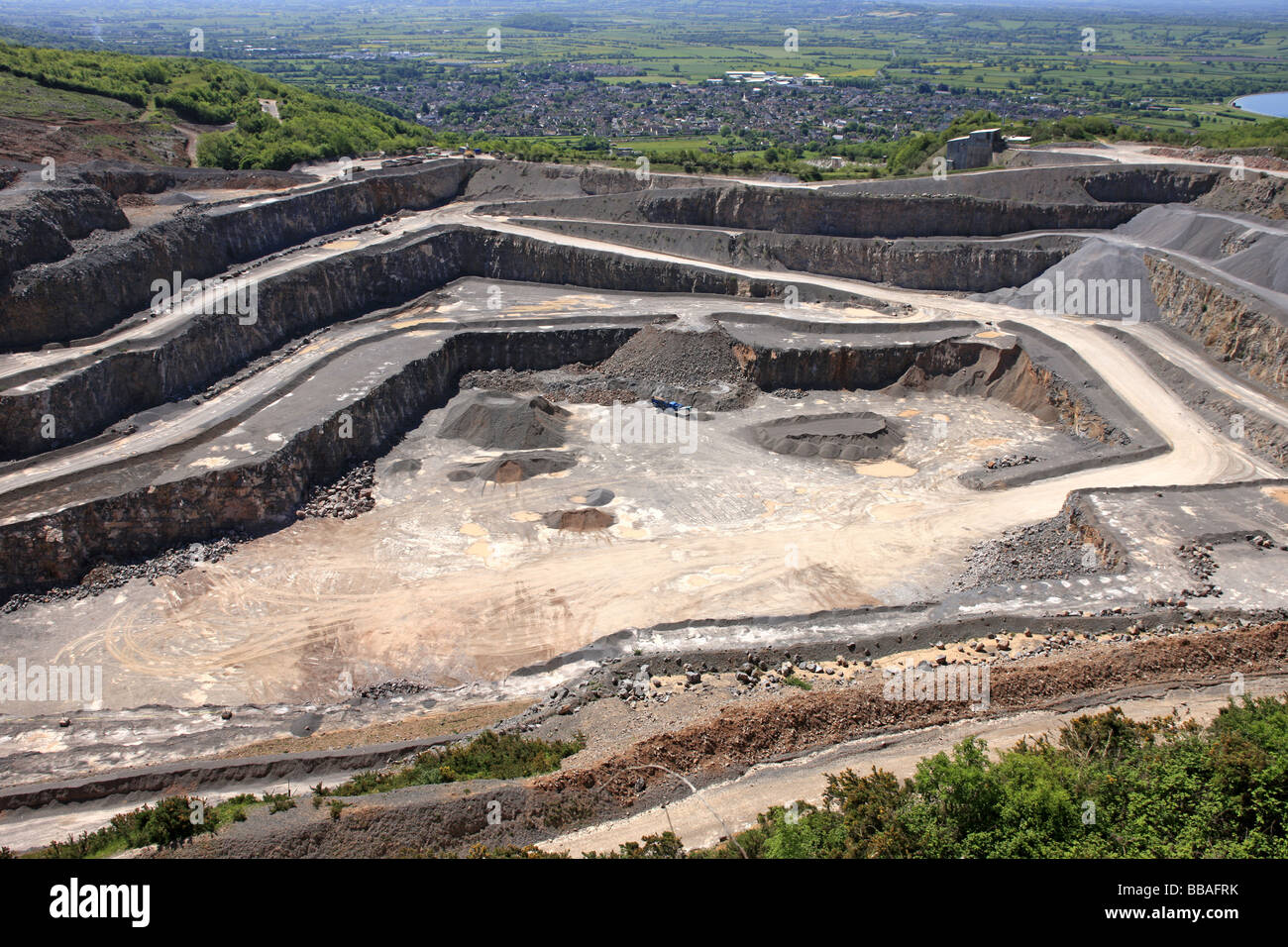 Open cast Quarry in the hils around Cheddar Valley near Bristol England ...