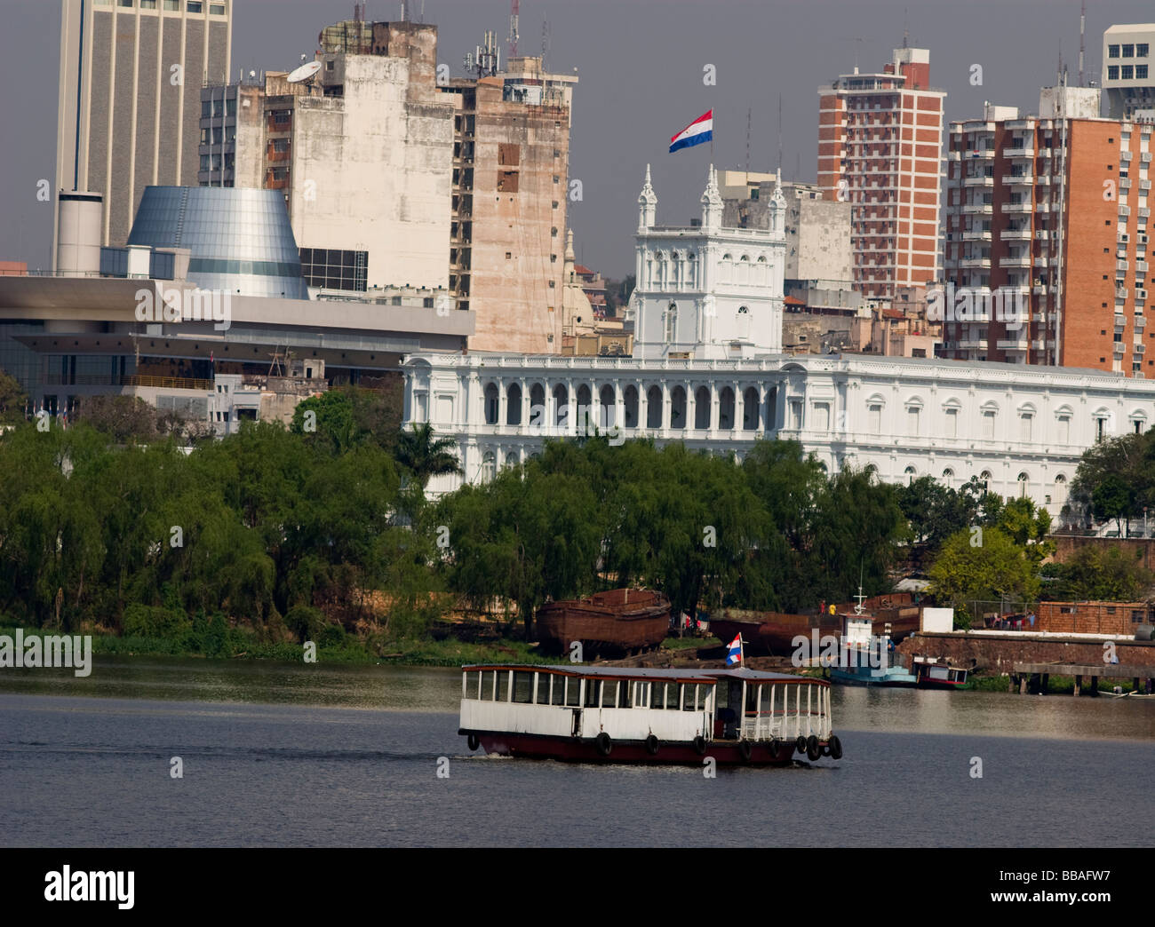 Paraguay.Asunción city and the Paraguay River.Palace of Government and ...
