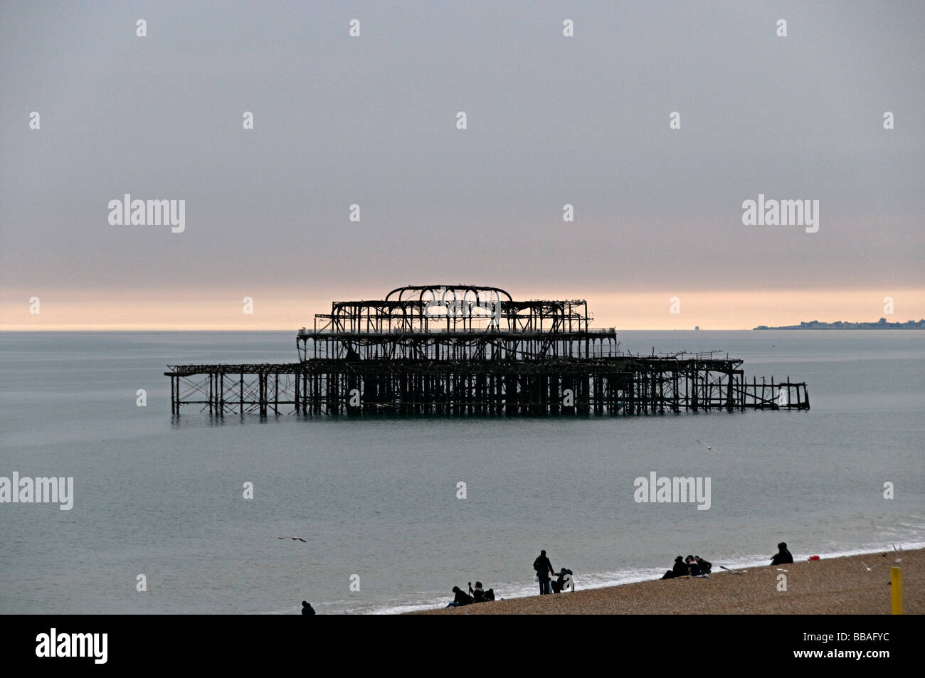 old brighton pier now destroyed and a bad condition Stock Photo - Alamy