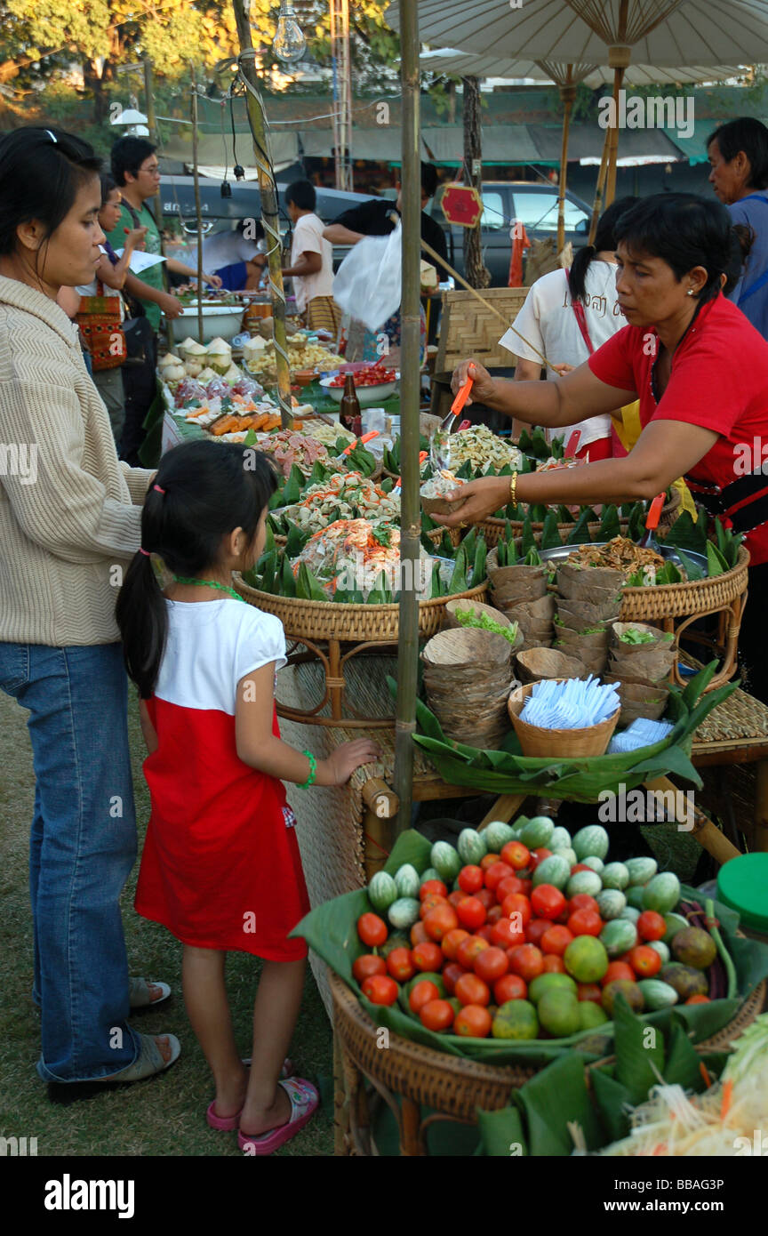 A Thai food stall in a buddhist temple in Chiang Mai, Thailand Stock ...