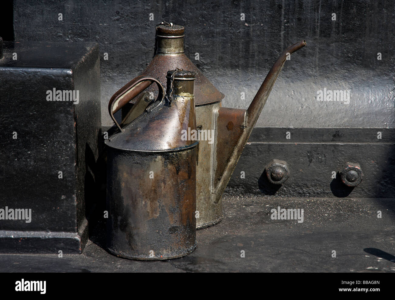 Old oil cans Stock Photo - Alamy