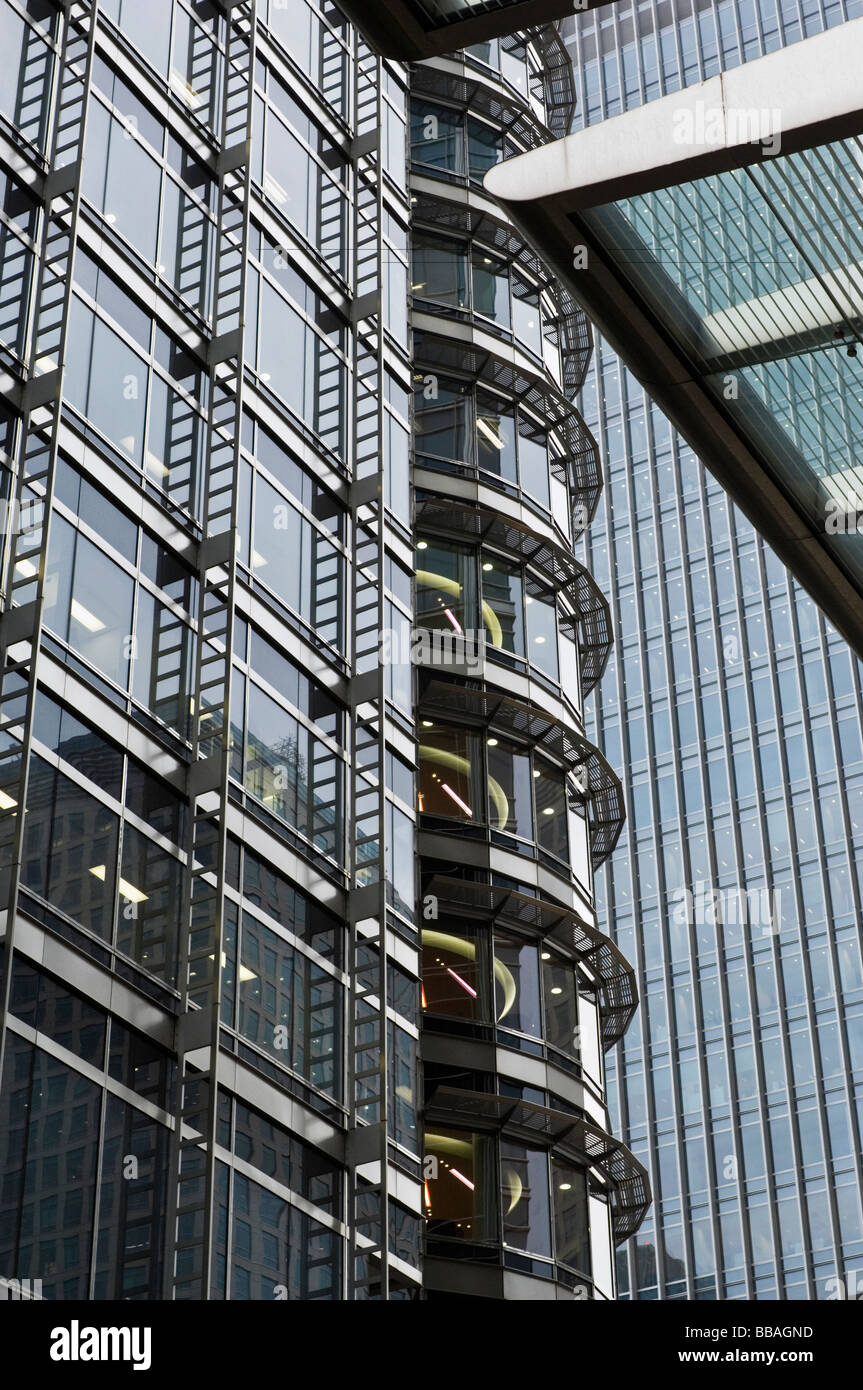 Detail of office building in Canada Square, Docklands, City of London ...