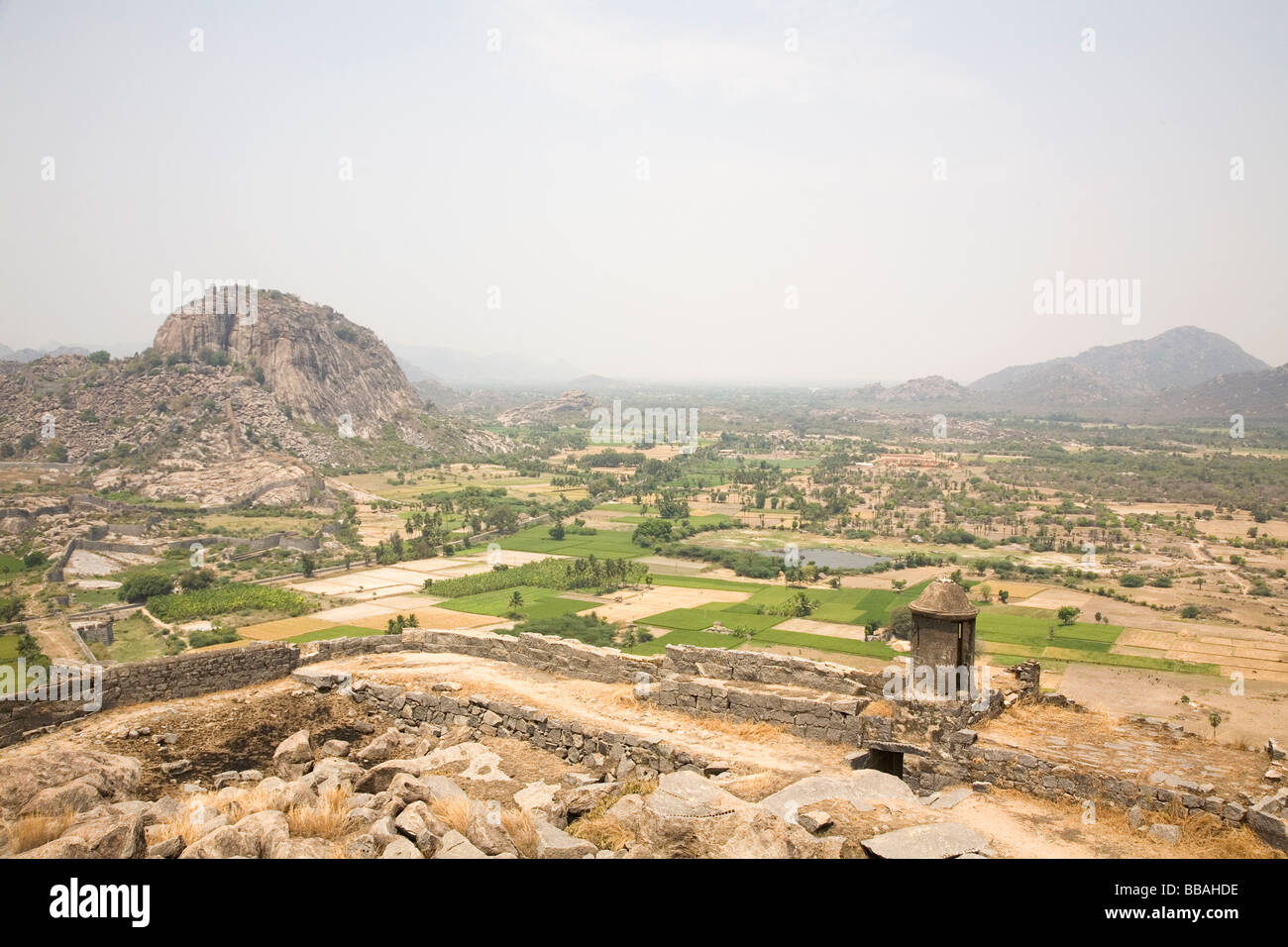 The walls and defences of the historic fort of Gingee in Tamil Nadu ...