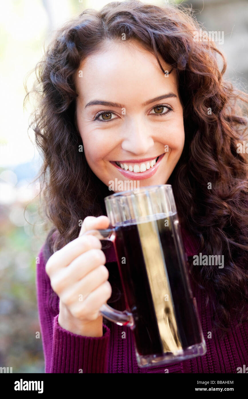young woman with drink Stock Photo - Alamy