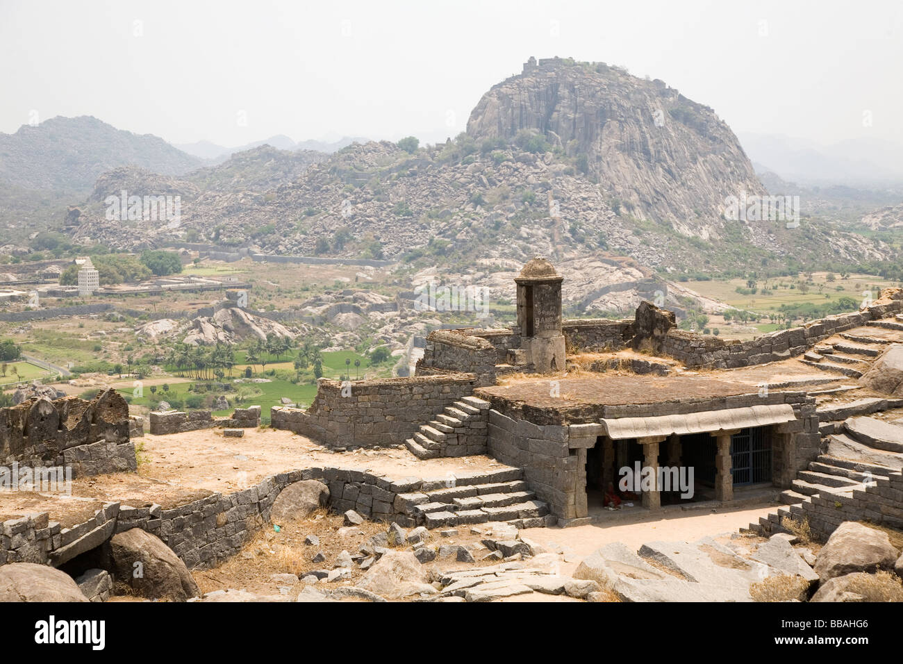 The citadel on top of the stone fort of Gingee in Tamil Nadu, India ...