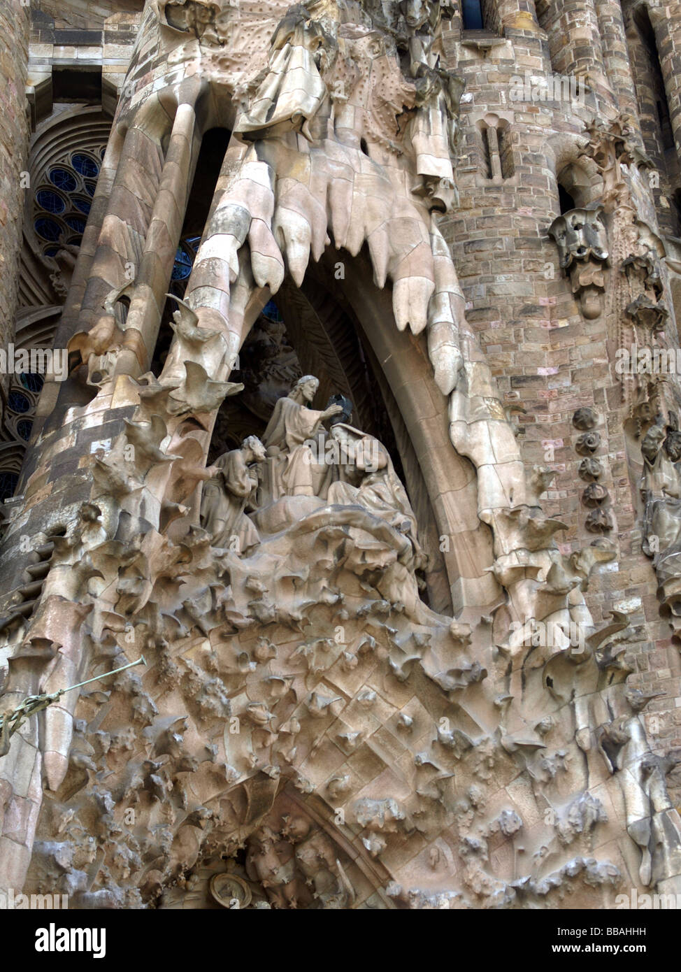 Decorated stonework above a doorway on "La sagrada Familia"cathedral ...