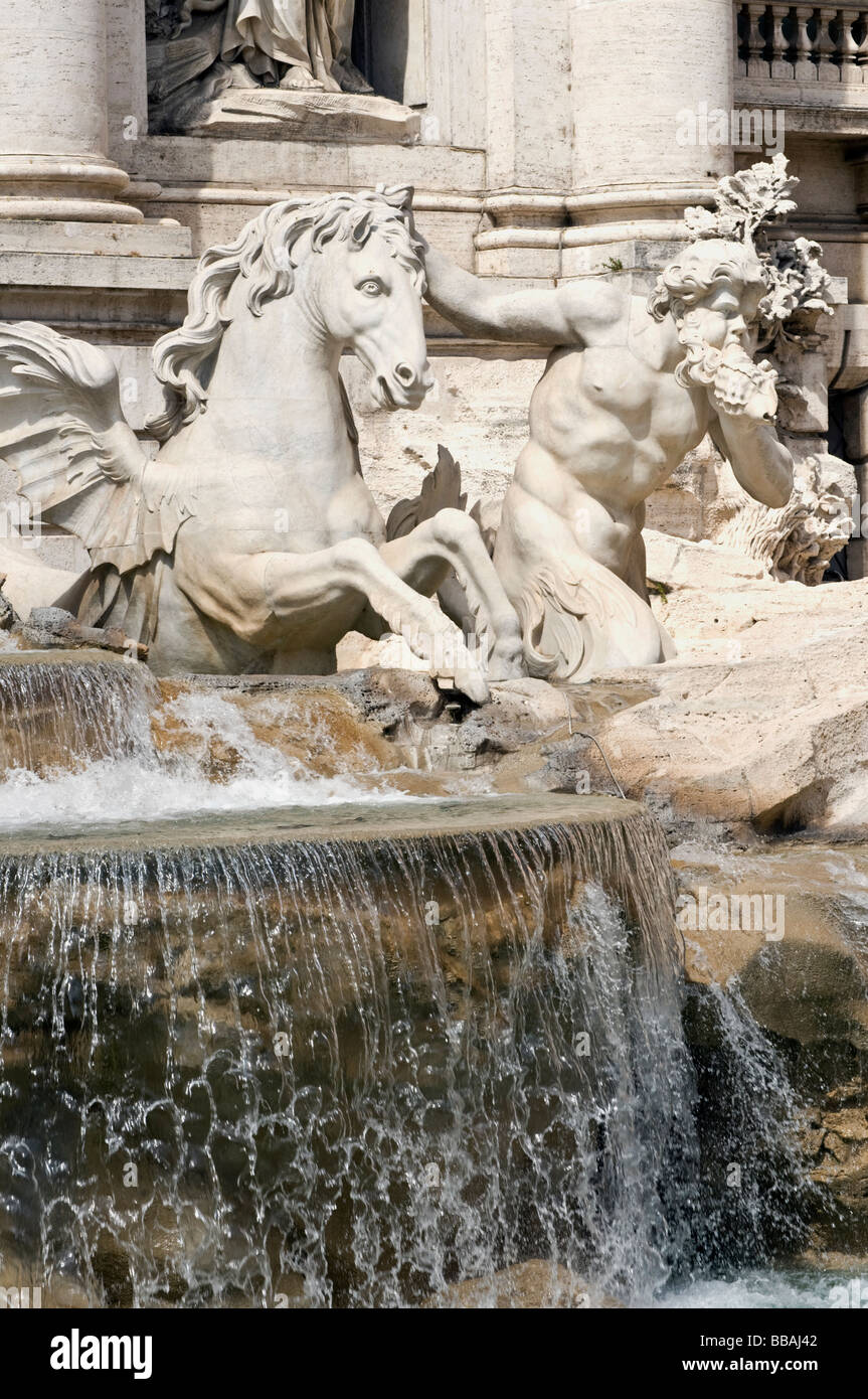 Statue of Neptune and a winged horse, the Trevi Fountain, Rome, Italy ...