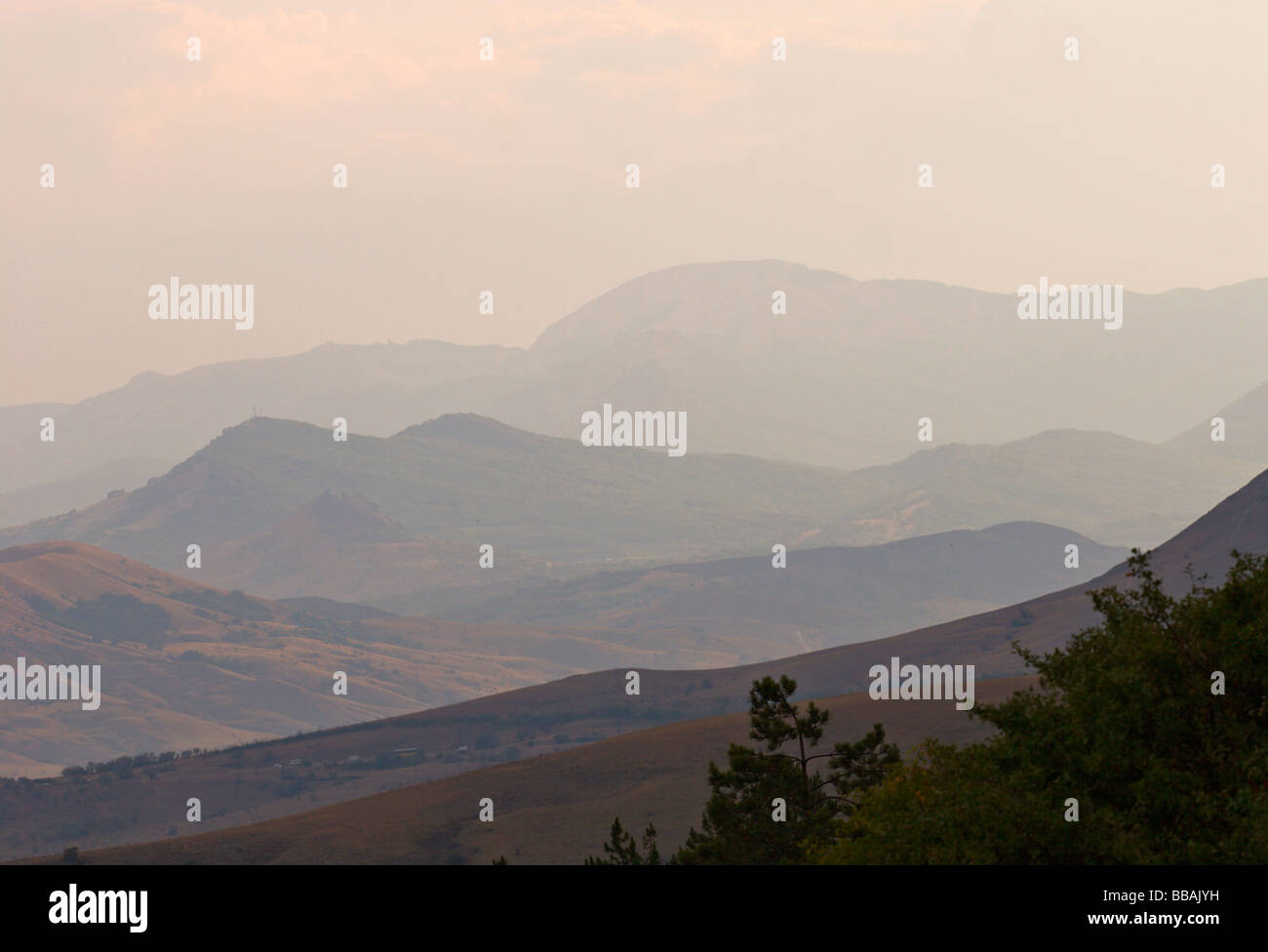 blue hills landscape with several rows of mountain ridges Stock Photo ...