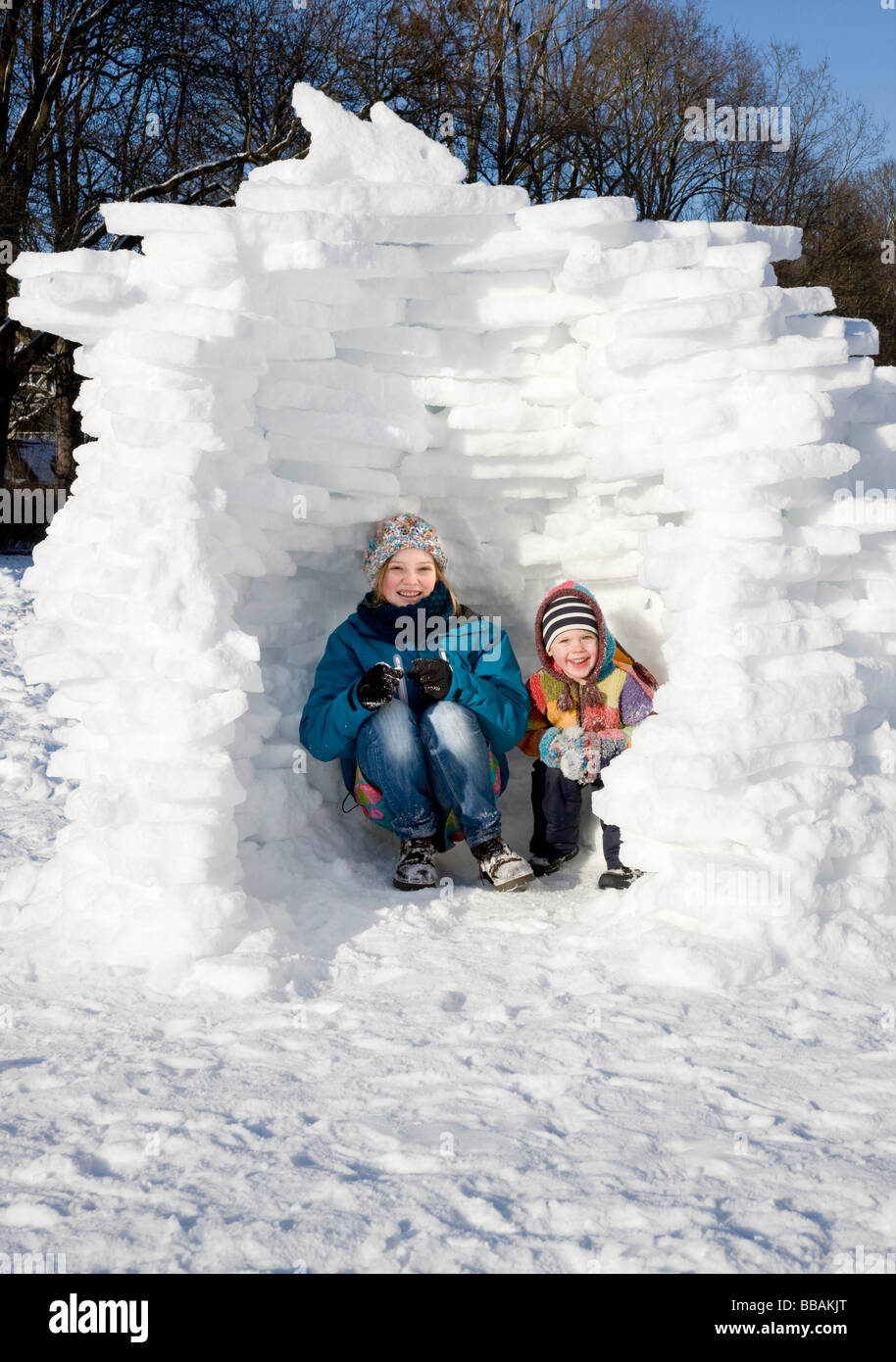 Children Building Igloo High Resolution Stock Photography and Images ...