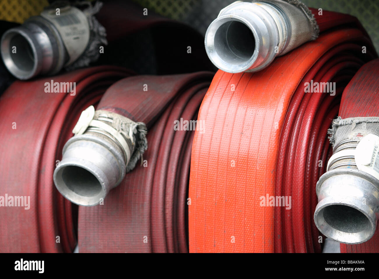 A photograph of a firemans hose for putting out fires Stock Photo - Alamy