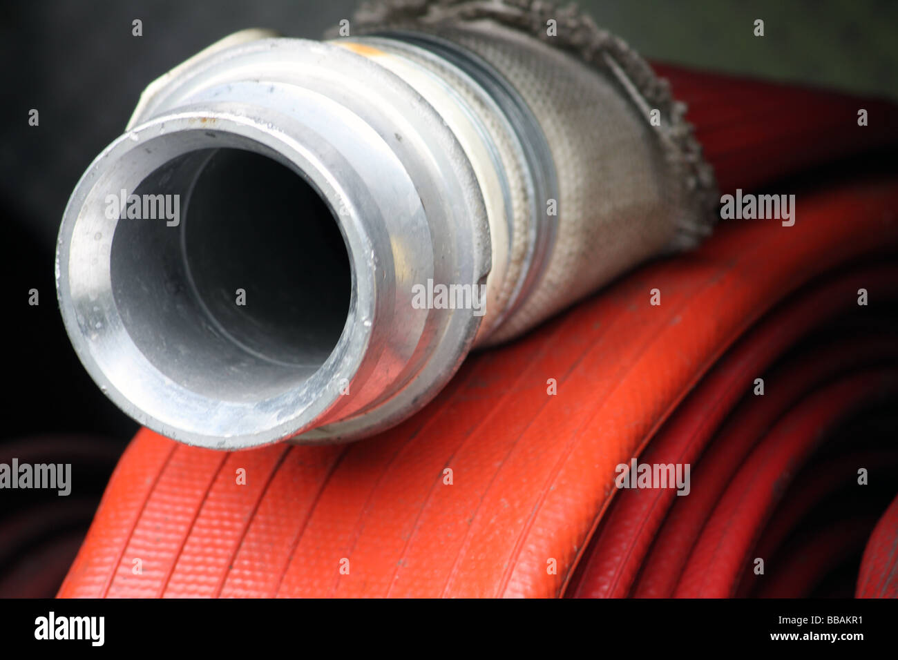 A photograph of a firemans hose for putting out fires Stock Photo - Alamy