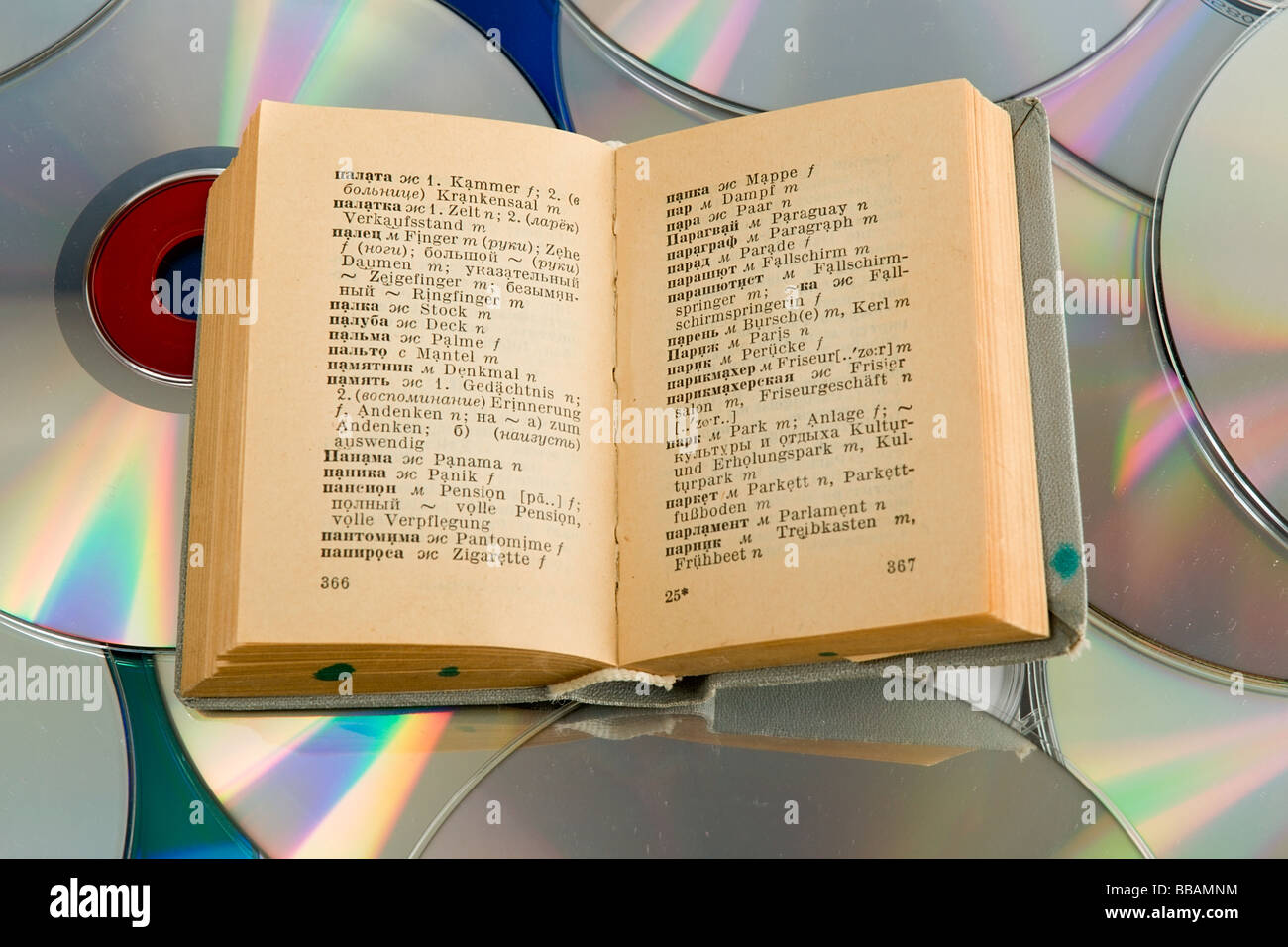 small grey Russian German dictionary on computer CDs Stock Photo - Alamy