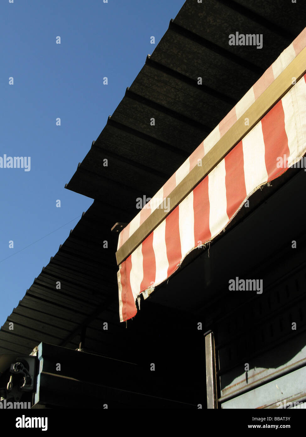 detail of closed market stall stand in sun Stock Photo - Alamy