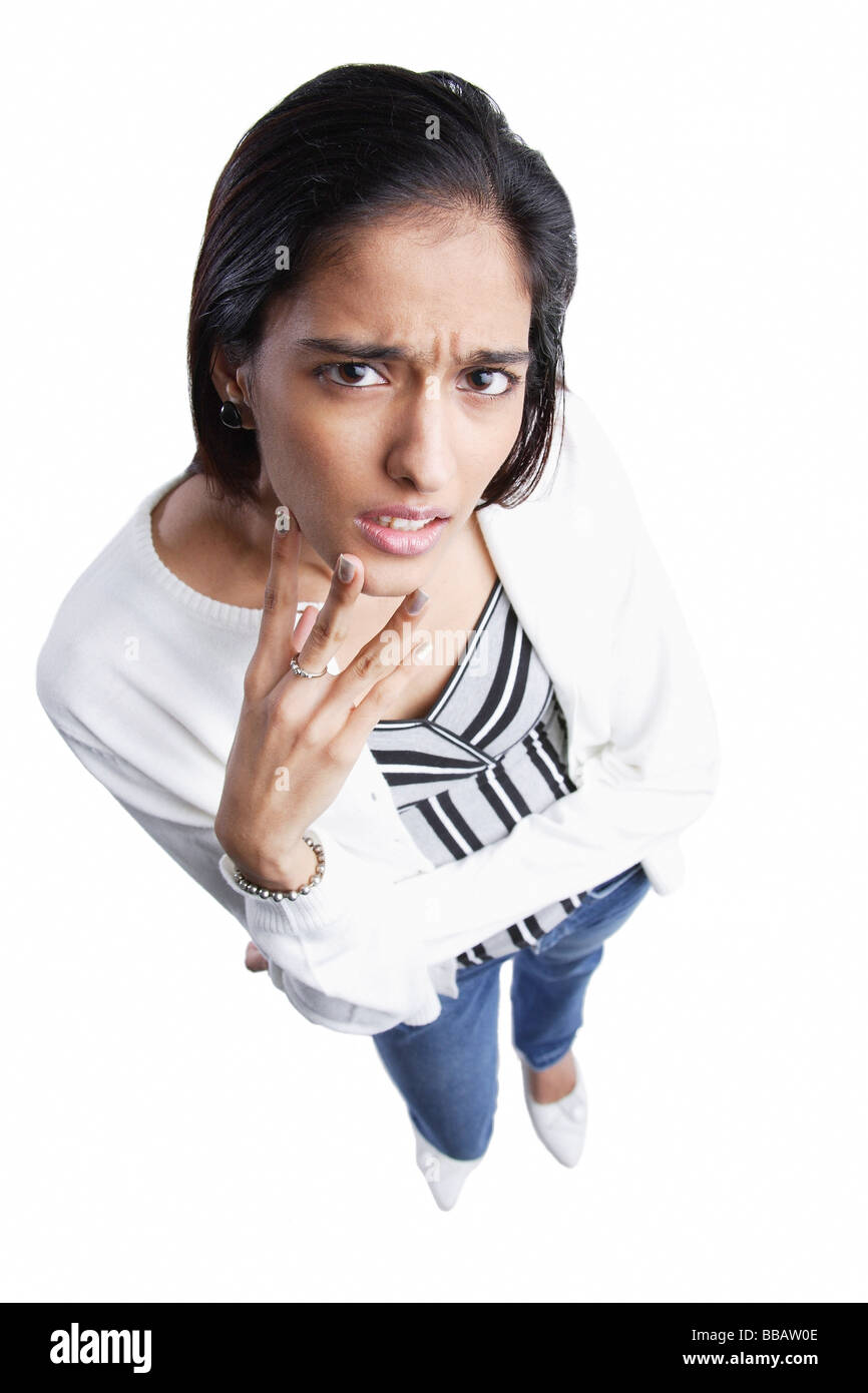 Woman crossed arms straight Cut Out Stock Images & Pictures - Alamy