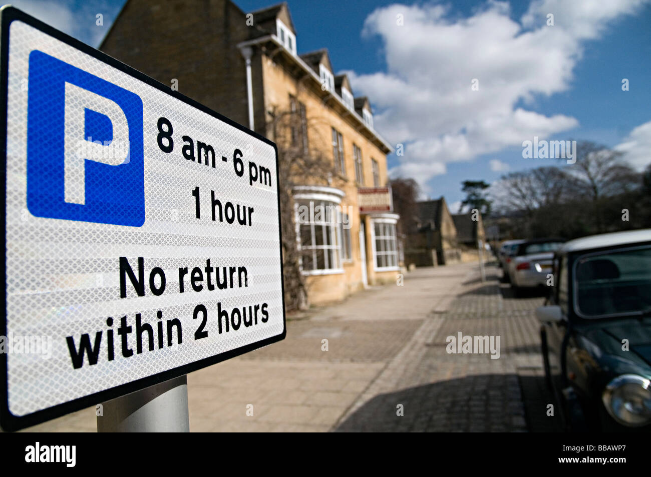 Broadway parking sign cotswolds limited to 1 hout no return sign two ...