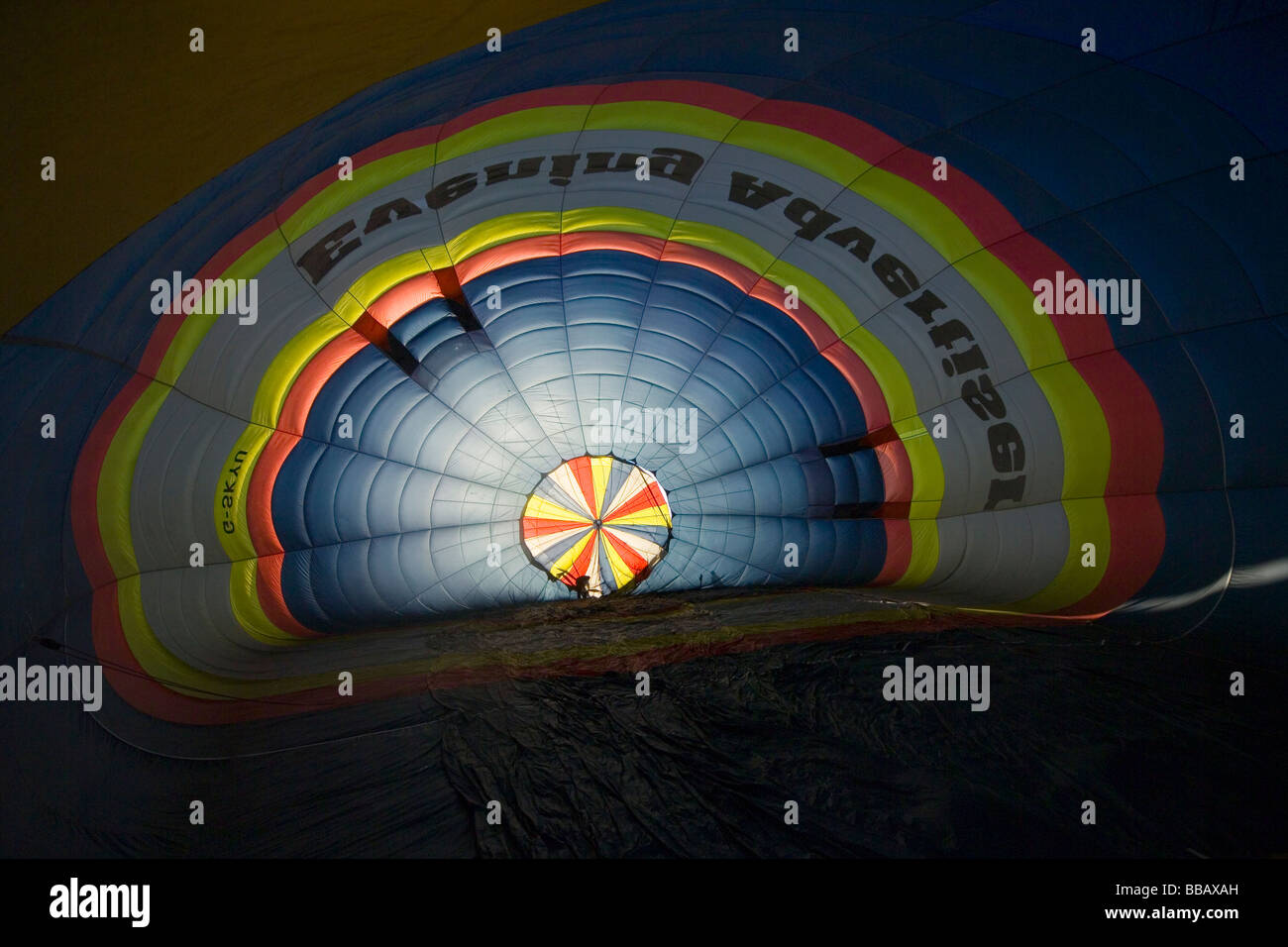 Hot air balloon being inflated Stock Photo - Alamy