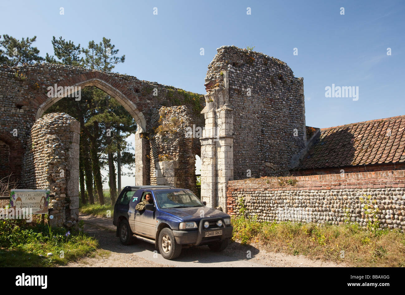 UK England Norfolk Bacton ruins of Broomholm Cluniac Priory gatehouse ...
