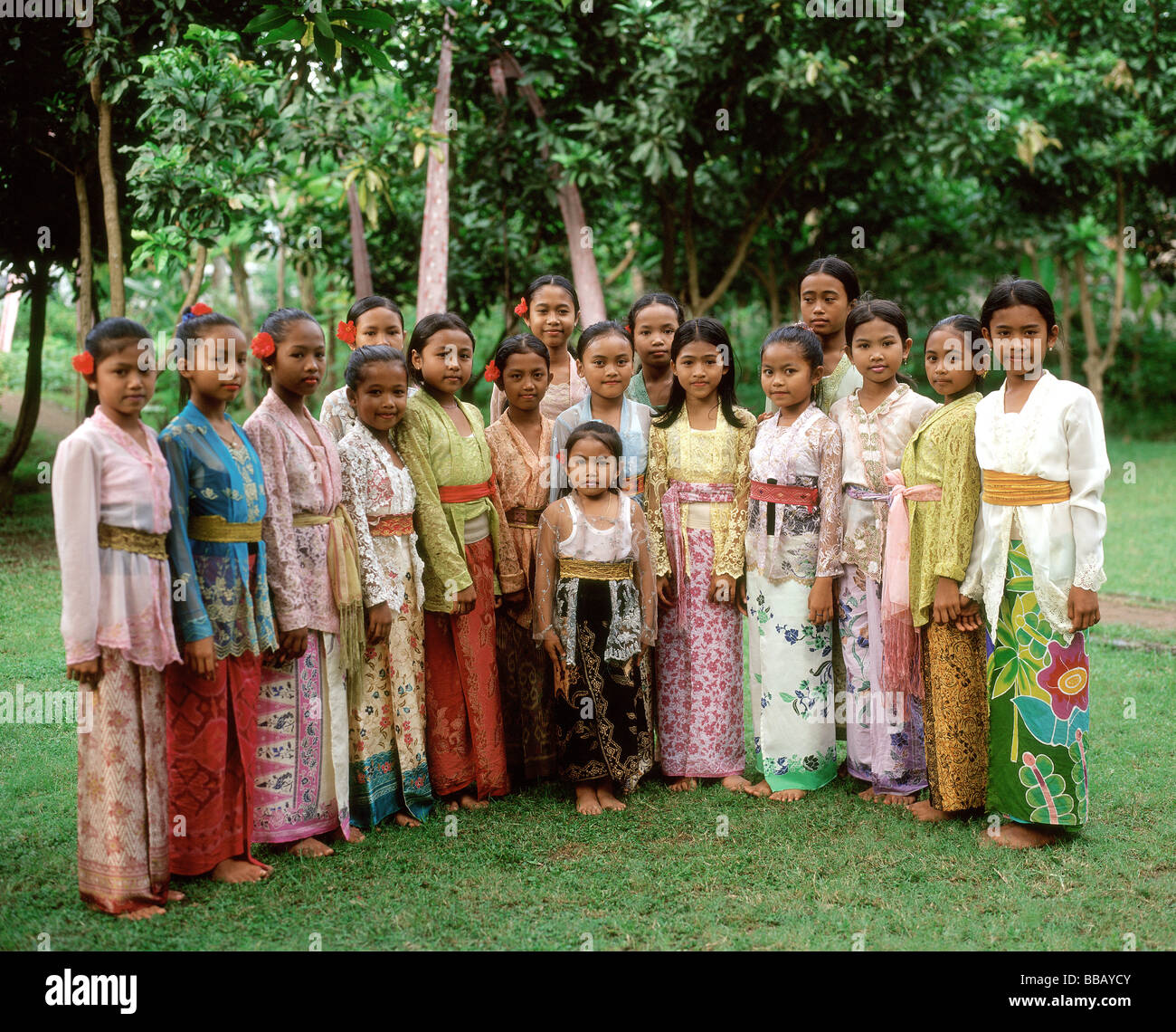 Indonesia, Bali, group of children in traditional costume Stock Photo ...