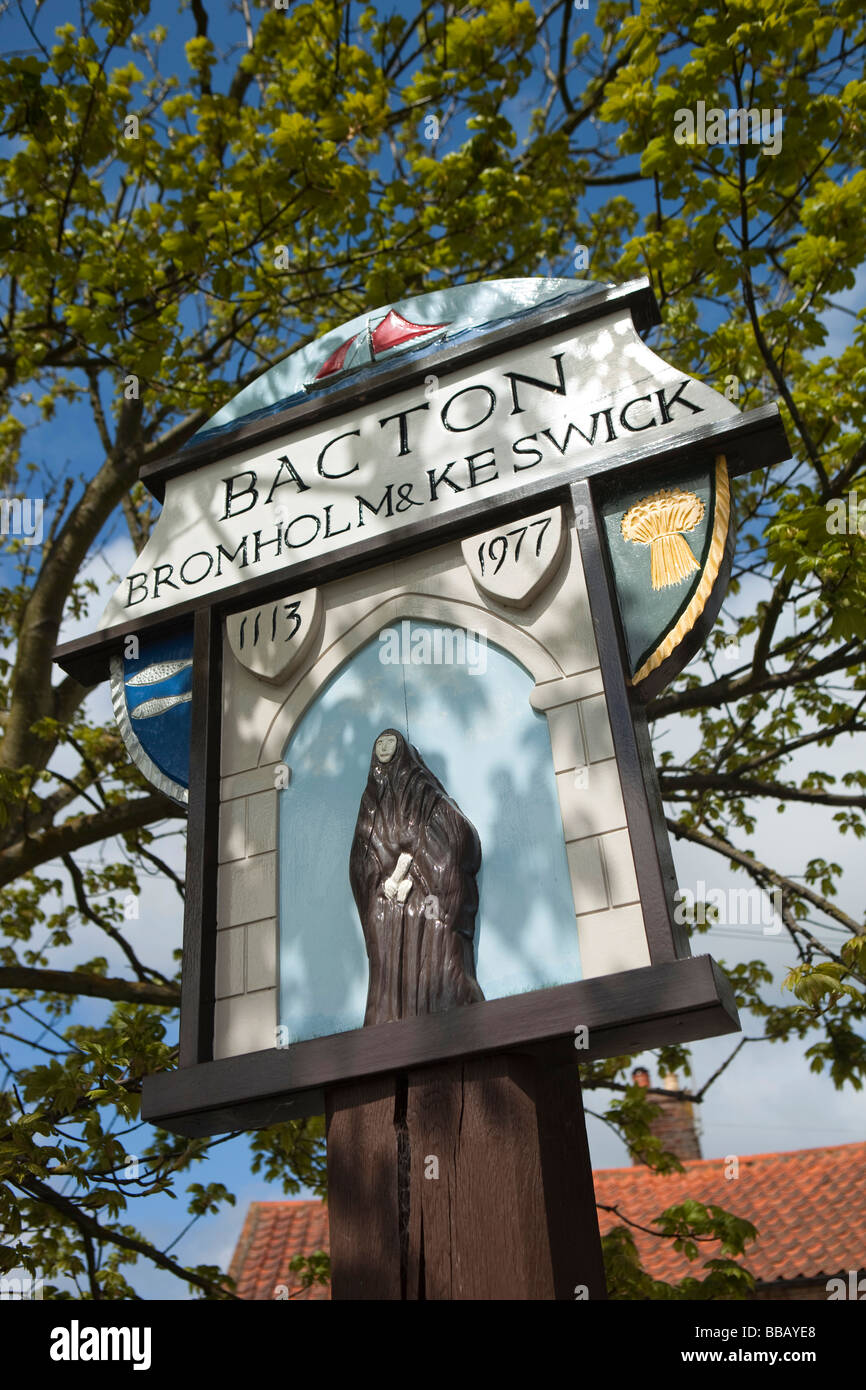 UK England Norfolk Bacton village sign Stock Photo - Alamy