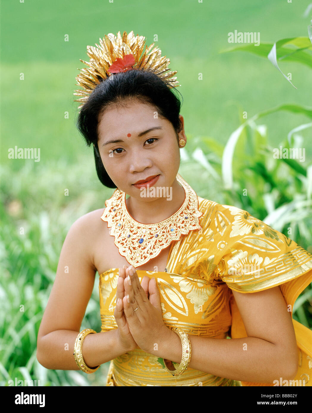 Indonesia, Bali, Balinese dancer in traditional costume, portrait in ...