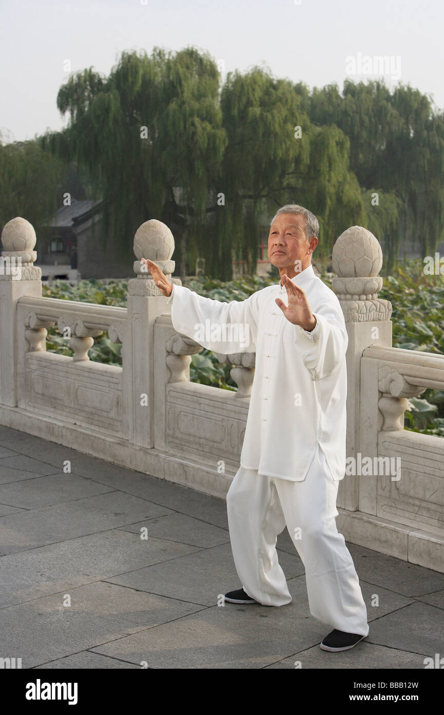 An old man practices Chinese martial arts Stock Photo - Alamy