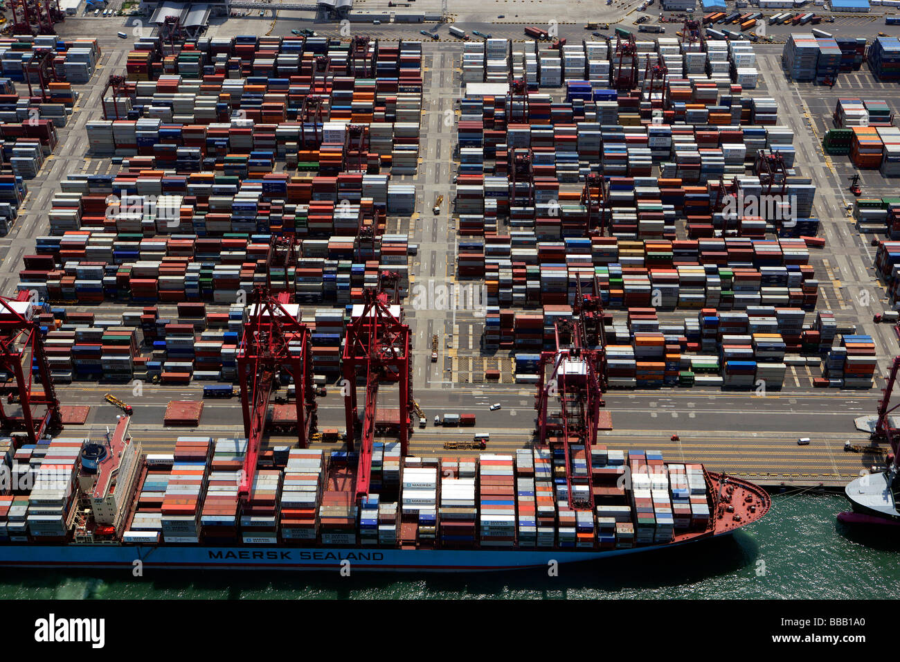 Aerial view overlooking Kwai Chung container Terminal , Hong Kong Stock ...