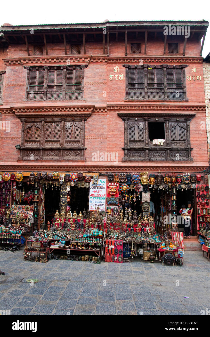 Street scene, traditional buildings, temples in Kathmandu, Nepal Stock ...