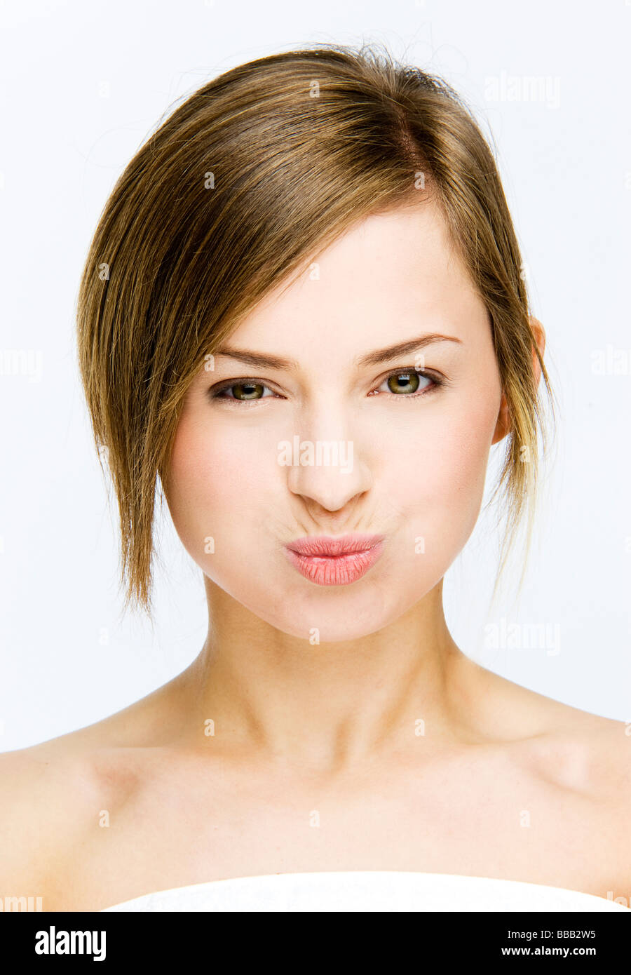 Beautiful Young Woman Happy An Smiling Fresh Faced And Clean In