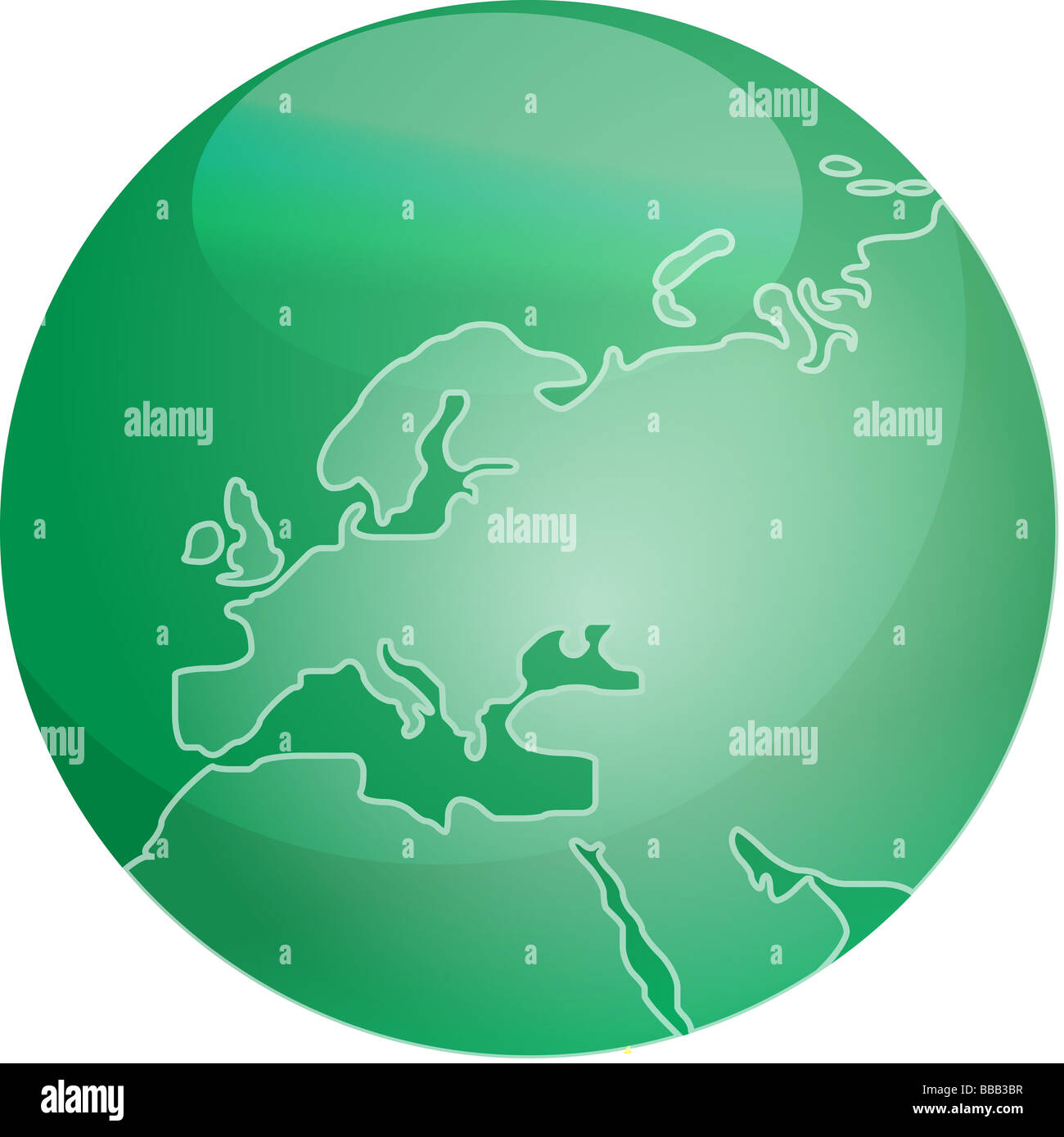 Map of Europe on a glossy sphere Stock Photo - Alamy