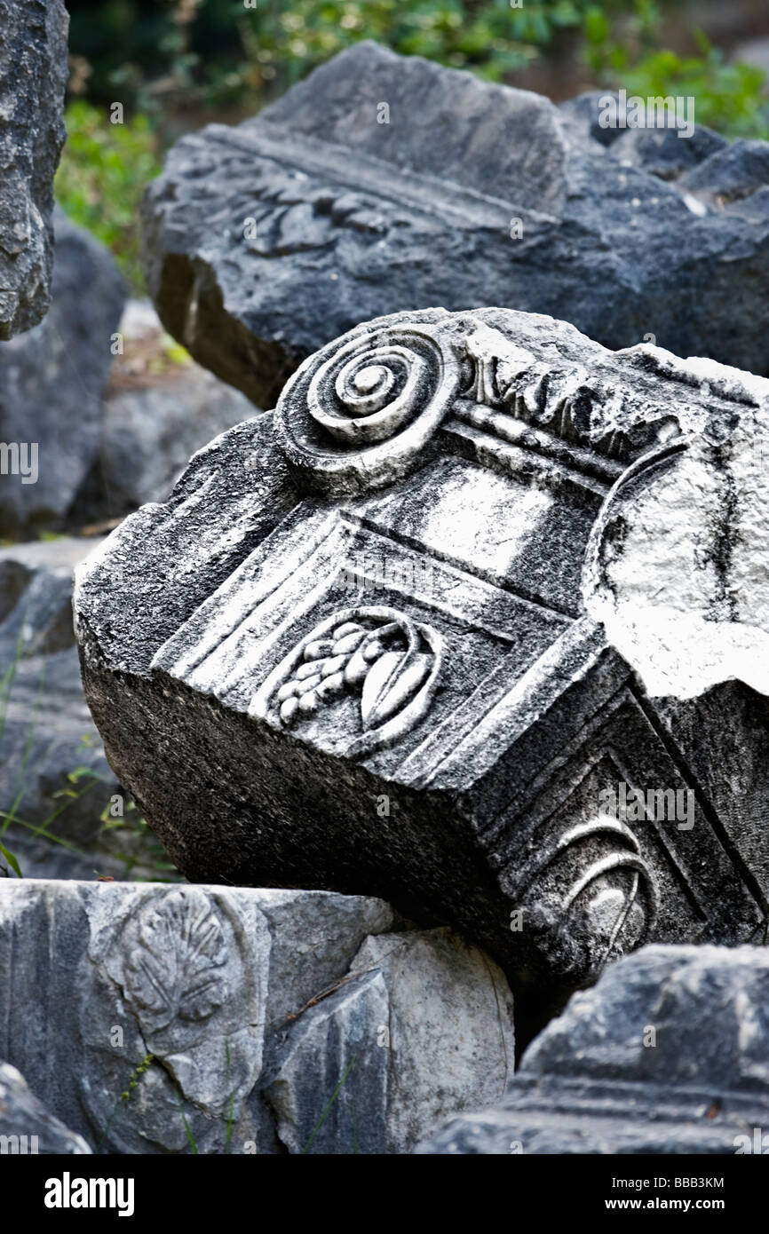 Phaselis, Turkey; Broken column of Roman ruins Stock Photo - Alamy