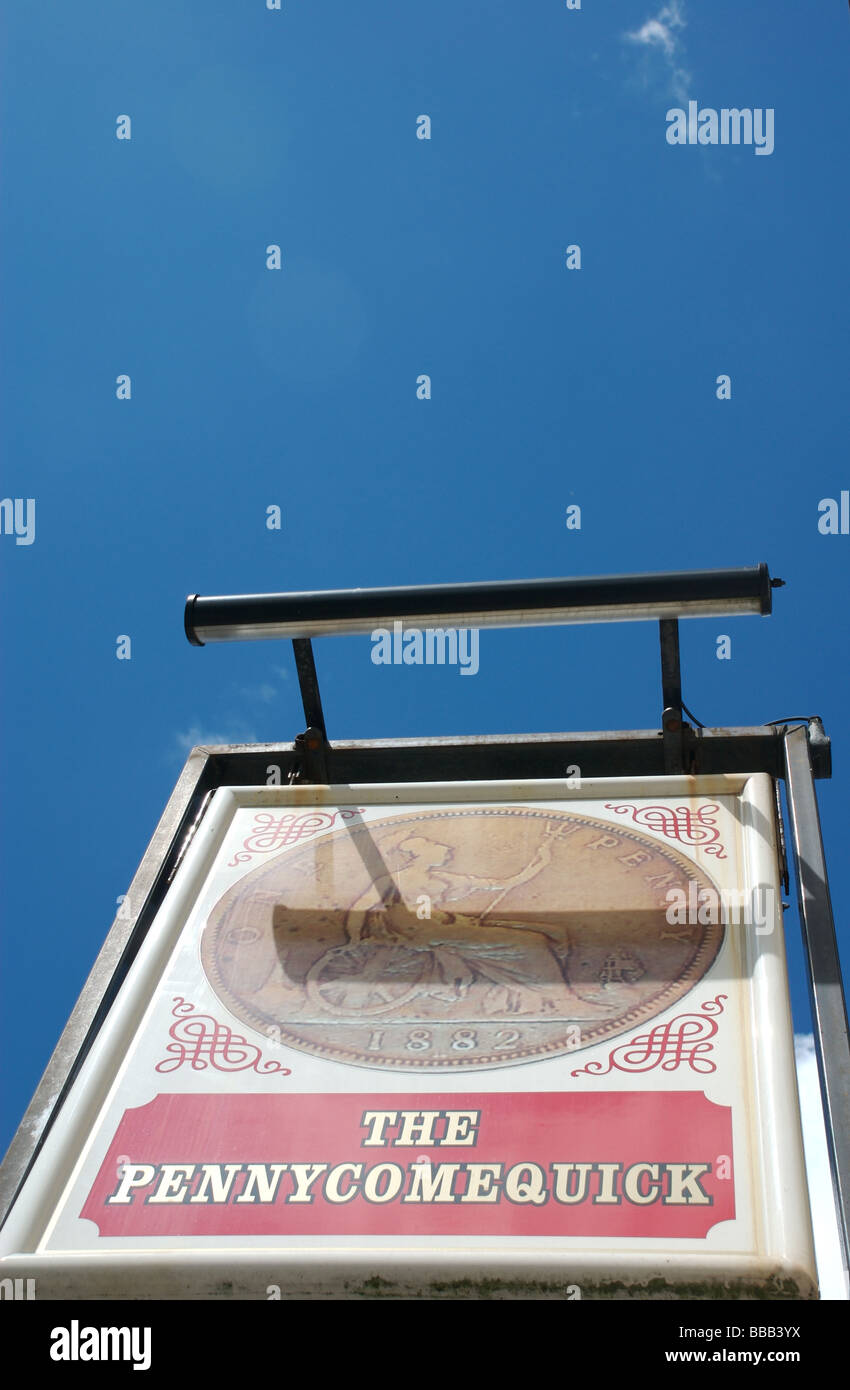 The closed down Pennycomequick pub sign, Plymouth, Devon, UK Stock ...