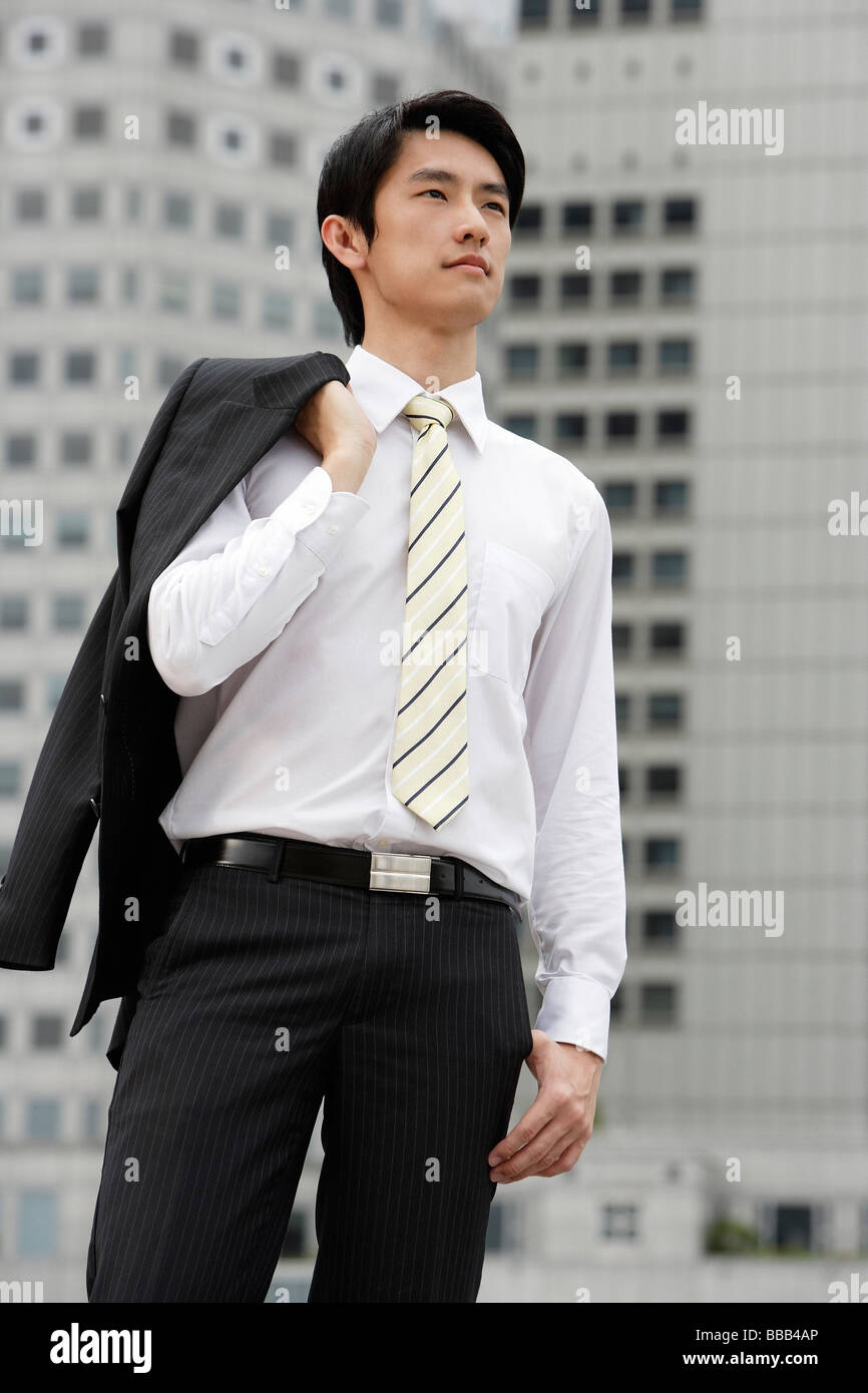 Black jacket over shoulders hi-res stock photography and images - Alamy