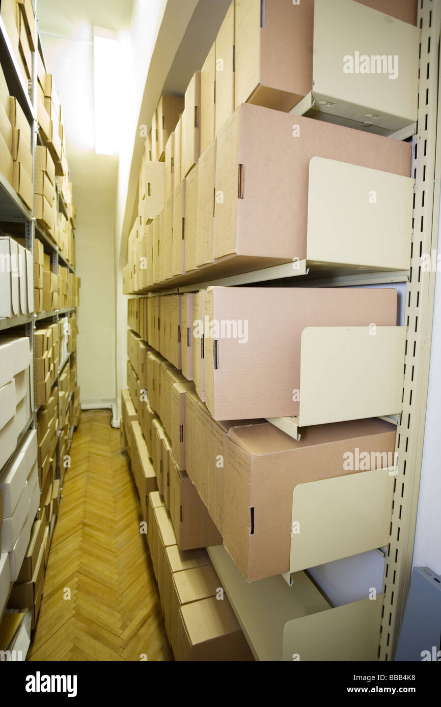 boxes on the shelf Stock Photo - Alamy