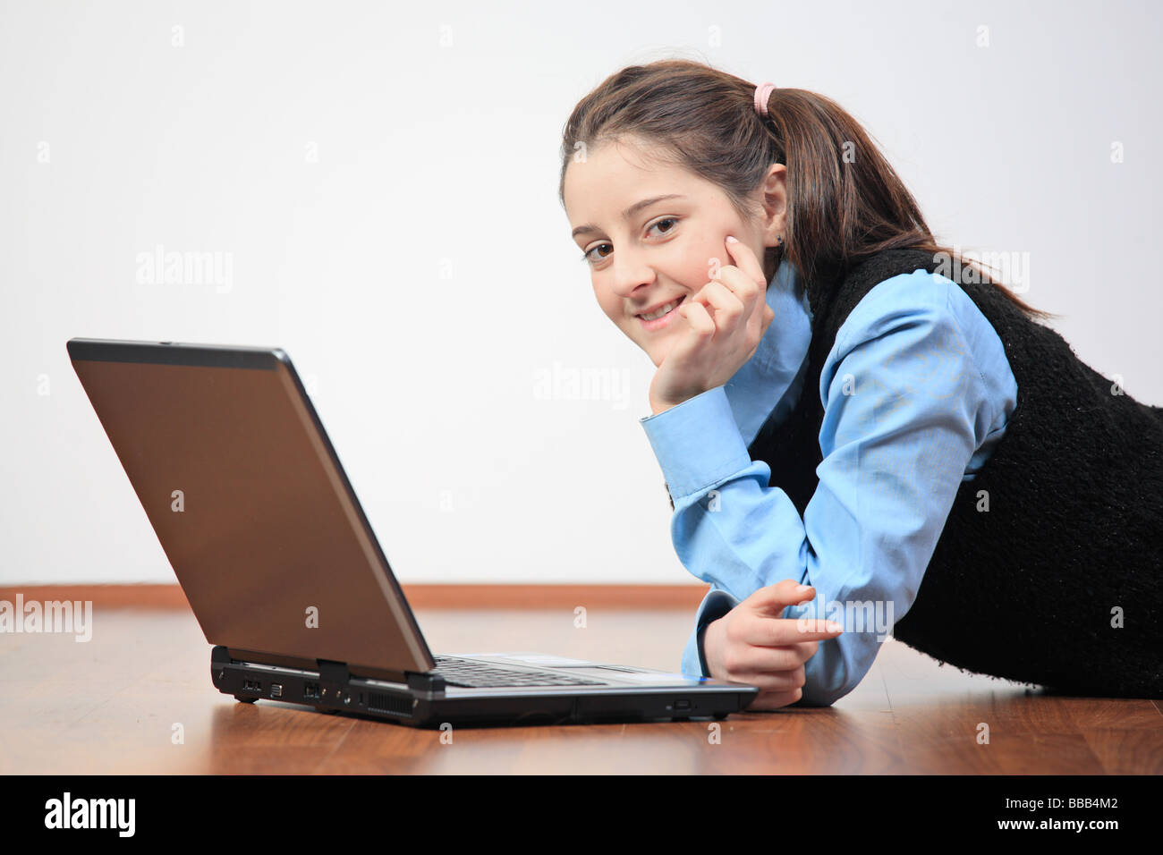 School girl with her laptop computer Stock Photo - Alamy