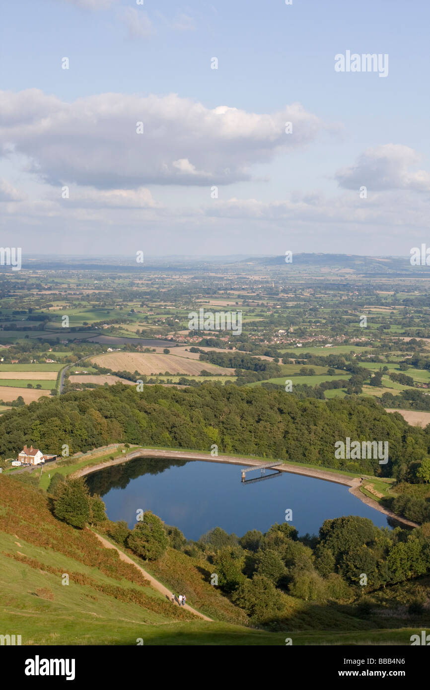 View looking east over British Camp Reservoir towards Bredon Hill ...