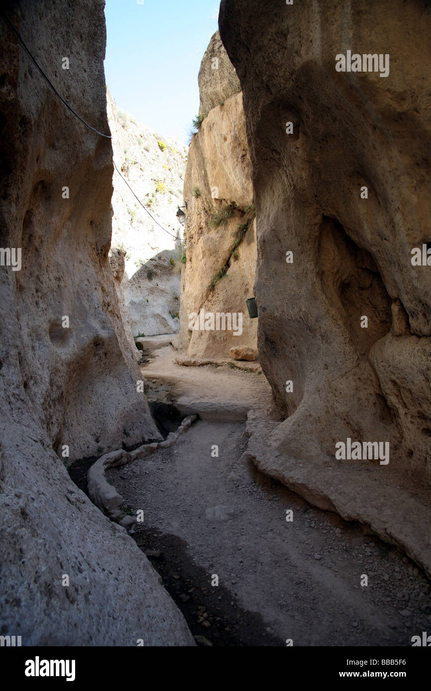 Narrow ravine leading to The Monastery and Church of St Sergius Stock ...