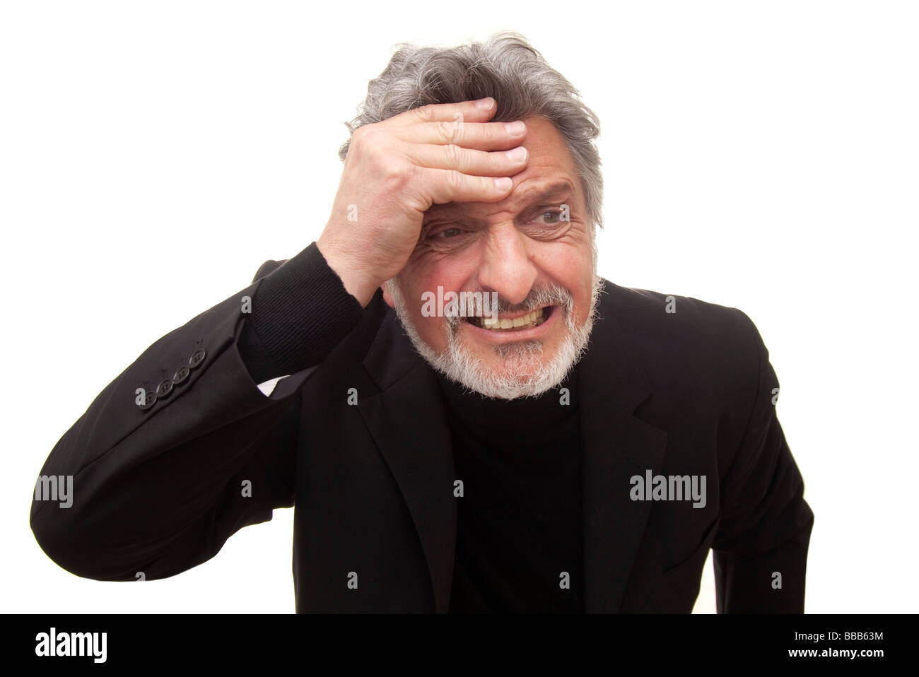 man with hand on his head headache Stock Photo - Alamy
