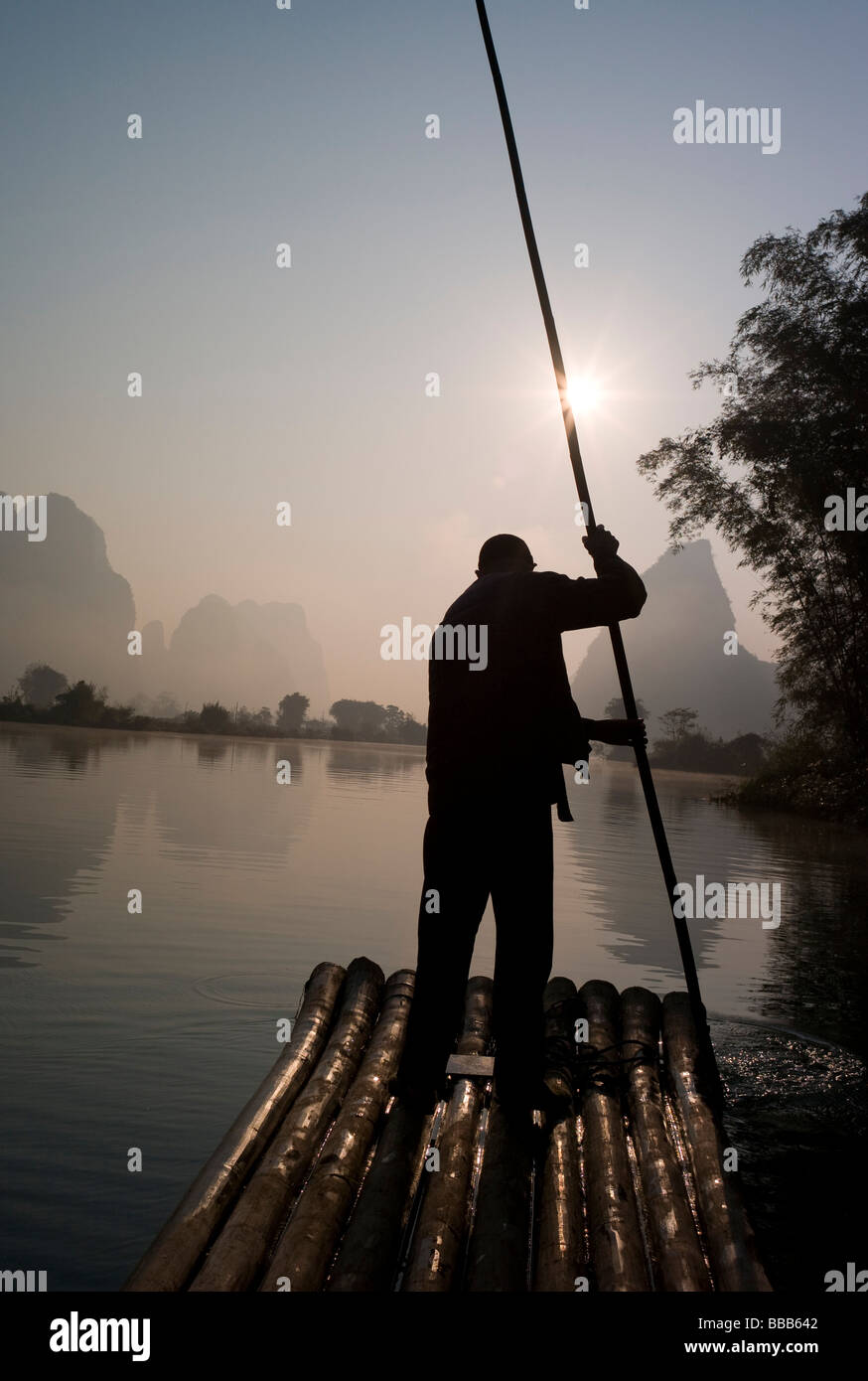 Man on raft in mountain area Stock Photo - Alamy