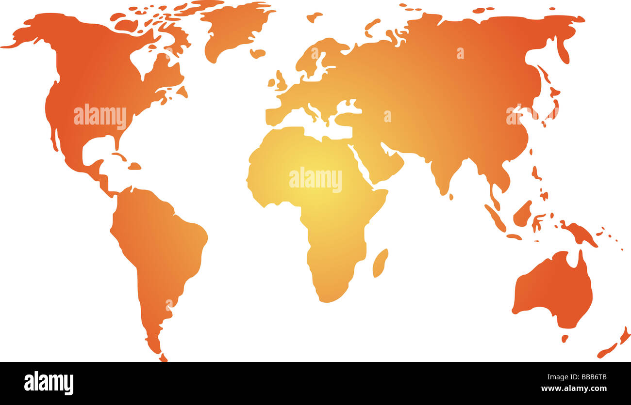 Map of the world illustration simple outline gradient colors Stock ...