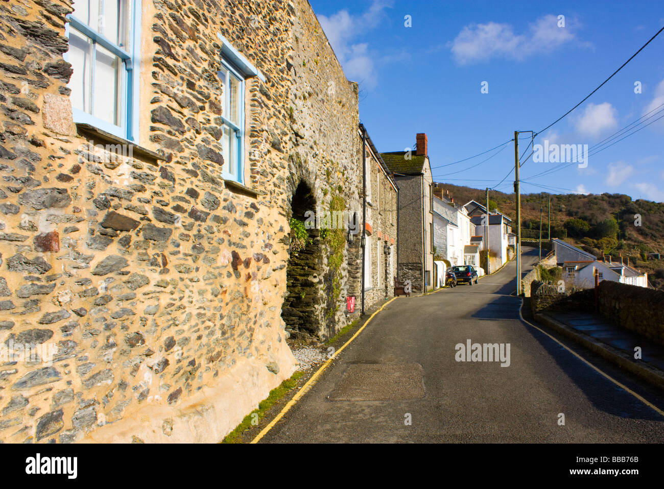Street scene Portloe Cornwall England UK Stock Photo - Alamy