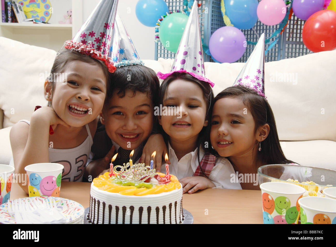 Children celebrating birthday, portrait Stock Photo - Alamy